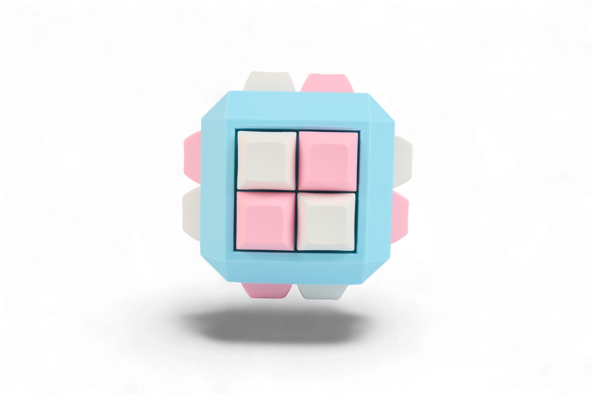 SQUARE Cube Fidget 24 key caps - Clicky Fidget BLUE Frame ...